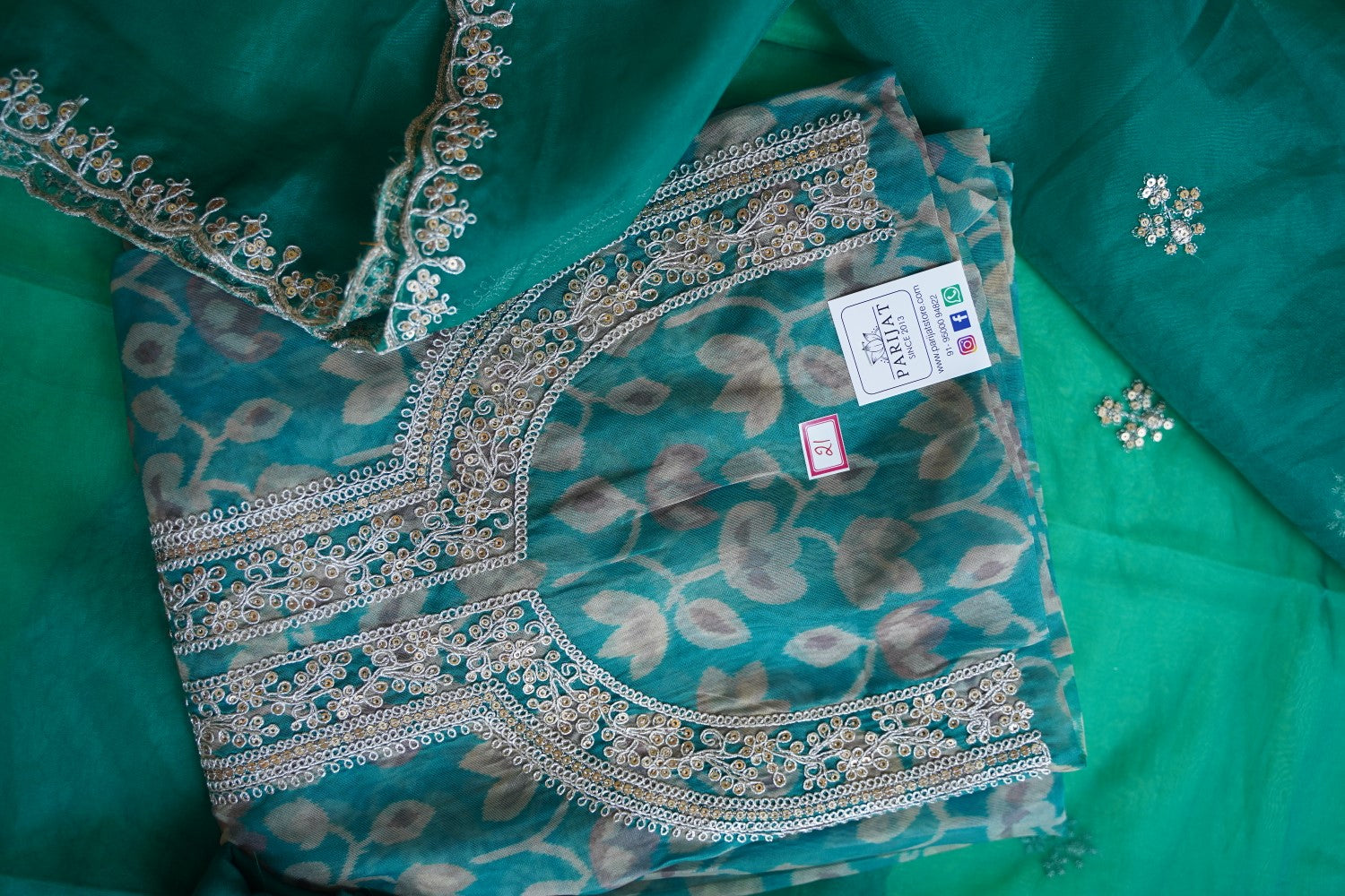 Silk Organza Salwar Material PC11615 – Parijat Collections